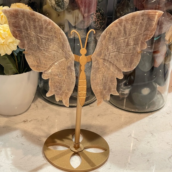 Other | Moonstone Butterfly Wings On Gold Stand | Poshmark